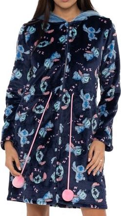 Disney Robe de Chambre en Maille pour Femme | Peignoir Stitch pour Femmes | Peignoir en Polaire pour Dames | Bleu L