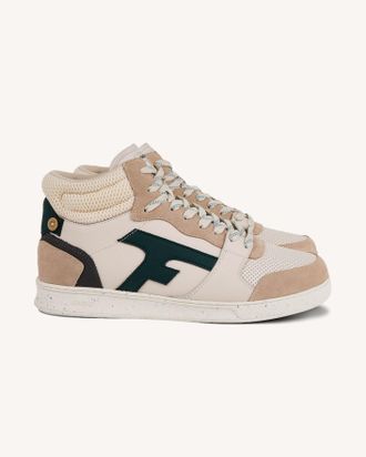 Faguo Baskets montantes cuir cr&egrave;me et vert