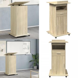 vidaXL Rednerpult mit Rollen & Schublade Sonoma-Eiche 55x55x107 cm - B&uuml;rotisch - Rednerpult - Schreibtisch - Konferenztisch - Laptopst&auml;nder - Home & Living