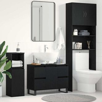 vidaXL Cabinet de salle de bain avec tiroir Ch&ecirc;ne noir 80 x 33 x 60 cm Vidaxl