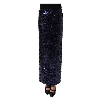 Dolce & Gabbana High Waist Pencil Cut Midi Skirt - - Skirts - Damen - Blau - 2XL