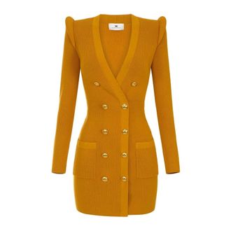 Elisabetta Franchi Minikleid aus Strick mit 3D-Details - - Dresses - Damen - Gelb - S