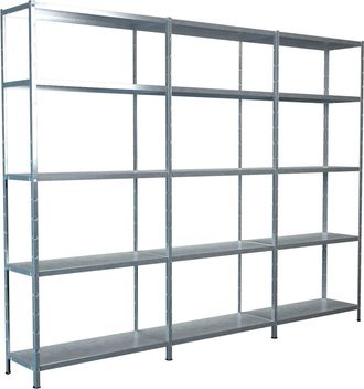 Schulte Regalwelt Schulte Regalwelt Steckregal mit 3 x 5 PowerMAX Fachböden, 60 kg Tragkraft, 200x260x35 cm (HxBxT), verzinkt (Lagerregal, Werkstattregal, Kellerregal, 