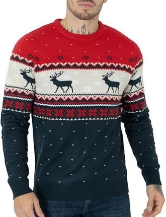 Noroze Hommes Pulls de Noël Fair Isle Sapin de Noël Renne Flocons de Neige Hoho Nouveauté Pull-Over Chandail Pullover tricoté (XXL, Flocons de Neige Renne Ma