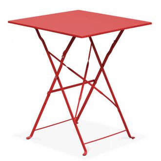 Oviala Oviala - Table de jardin pliante bistrot en acier rouge