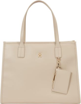 Tommy Hilfiger Damen Tote Bag Tasche City Tote Mittelgro&szlig;, Beige (White Clay), Onesize