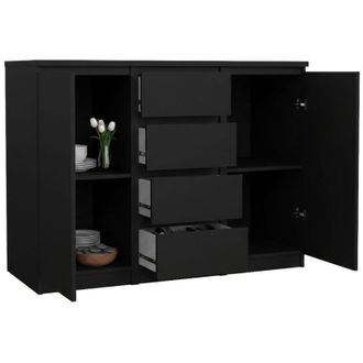 Dmora Kommode Alix, Wohnzimmerbuffet, Wohnzimmer-Sideboard, Moderne K&uuml;chen-Speisekammer, 121x50 h91 cm, Schwarz - Dmora