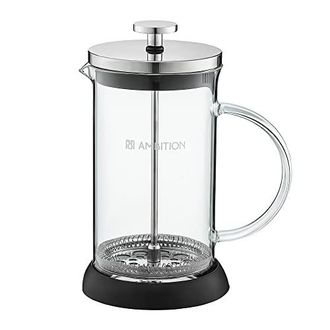 Dajar AMBITION French Press 1 Liter Borosilikatglas Kaffeebereiter Edelstahl Sieb feinmaschig Glasgriff schlichtes Design Rafaella