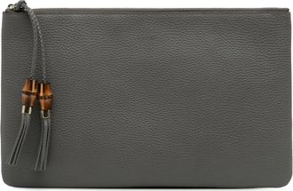 Gucci Clutches - Calfskin Bamboo Tassel Clutch - Gr. unisize - in Grau - f&uuml;r Damen