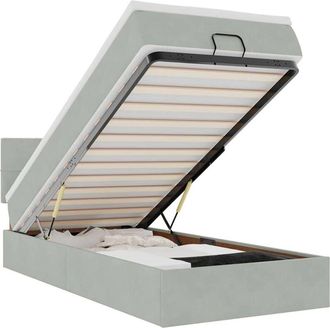 vidaXL Ottoman-Bett mit Matratze Hellgrau 90x200 cm Samt Vidaxl 730772