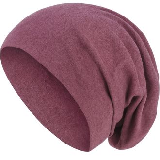 style3 Warme Herbst Winter Slouch Beanie XXL aus atmungsaktivem, feinem und leichten Jersey Unisex M&uuml;tze Winterm&uuml;tze One Size, Farbe:Berry meliert