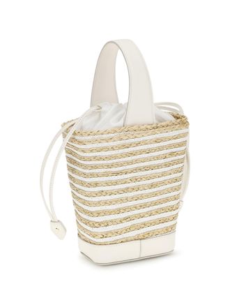 Roger Vivier Womens Bucket Bag Viv Skate Raffia Beige Shoulder