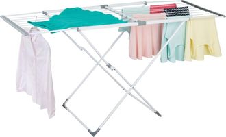 mDesign ausziehbarer Wäscheständer - Flügelwäscheständer mit viel Platz - platzsparender Standtrockner (BHT: 179 x 90 x 56 cm) aus Kunststoff für die Waschküc