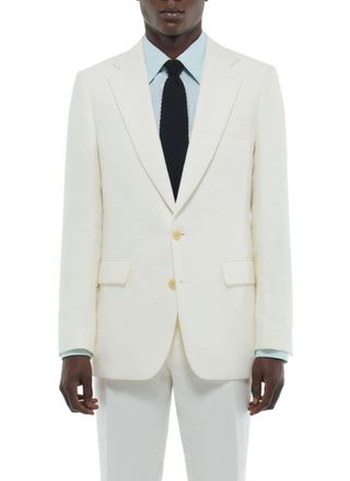 Fursac Veste ajust&eacute;e en serge de lin &agrave; chevrons - Taille 44 - Homme