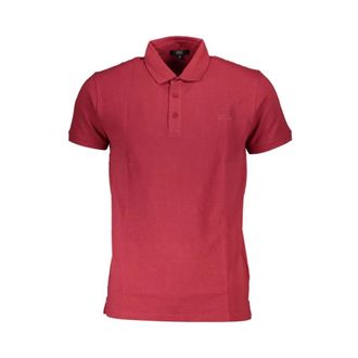 Cavalli Rotes Baumwoll-Poloshirt mit Logo - - Tops - Herren - Rot - 2XL