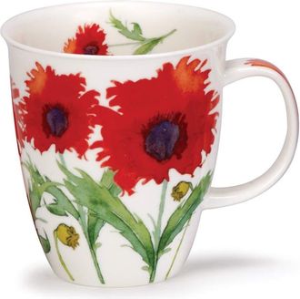 Dunoon Nevis Tulpe Mohnblume, Porzellan, 480 ml, Zuhause, Klassiker, Rot, Blumig
