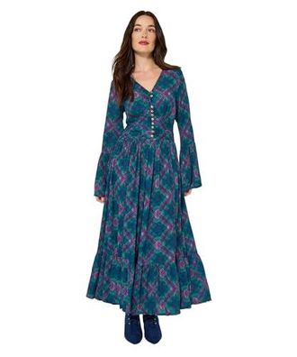Joe Browns Autumn Check Print Maxi Dress Robe, Vert, 38 Femme