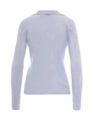 Liu Jo Womens Knit Jumper Fantasia Cielo Sky Blue Virgin Wool Jumpers Sweater