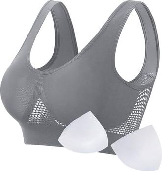 Generic Soutien-gorge de sport tendance pour femme - Sous-v&ecirc;tements respirants - Grande taille - Sans bords - Sans couture - Maille creuse - Soutien-gorge de 