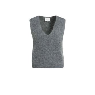 YaYa Spencer V-Ausschnitt Weste - - Knitwear - Damen - Grau - S