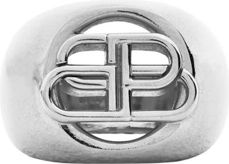 Balenciaga Ring - Bb Signet Logo Ring - Gr. 52 - in Silber - für Damen