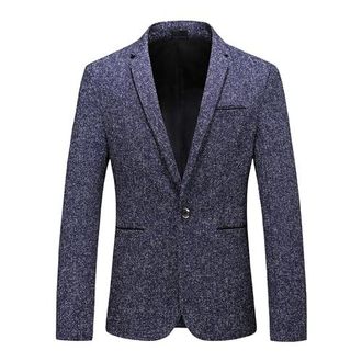 Generic Blazer d&eacute;contract&eacute; pour homme - Coupe ajust&eacute;e - 1 bouton - En laine m&eacute;lang&eacute;e - Veste de sport l&eacute;g&egrave;re - Pour le travail et le quotidien, bleu, XL