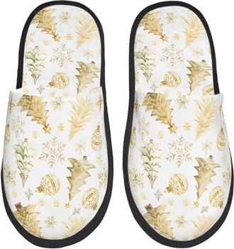 Generic Pantoufles DH&ocirc;tel Sapin De No&euml;l Dor&eacute; Unisexe Fourrure Pantoufles Antid&eacute;rapant Chaussons DInt&eacute;rieur Pour Chambre Invit&eacute; Voyage L