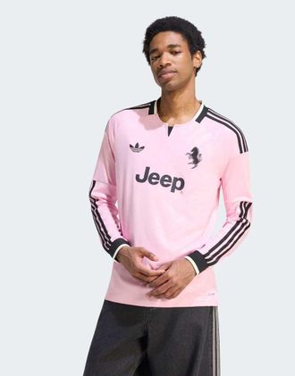 adidas Juventus 26/27 maillot ext&eacute;rieur manches longues en rose vif / noir