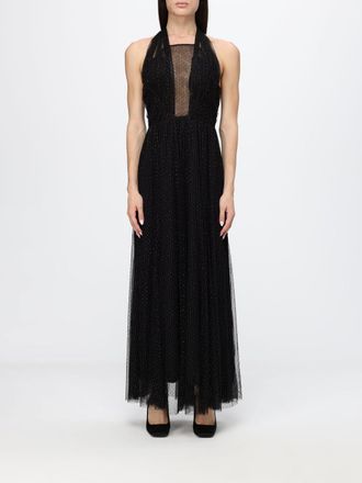 Twinset Robe de soir&eacute;e longue en tulle et lurex avec encolure am&eacute;ricaine
