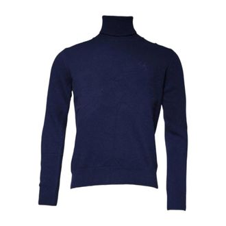 Dolce & Gabbana Blauer Wollstrick Rollkragenpullover - - Knitwear - Herren - Blau - M