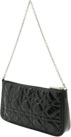 Dior Pre-owned Sac port&eacute; &eacute;paule Lady Dior en cuir verni - Femme - Pre-owned - Noir - Taille: ONE Size