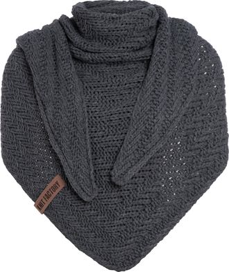 Knit Factory Dreiecksschal Sally - Damen Strickschal mit Wolle - Grob gestrickten Schal - Hochwertige Qualit&auml;t - XXL Schal - 220x85 cm - Anthrazit