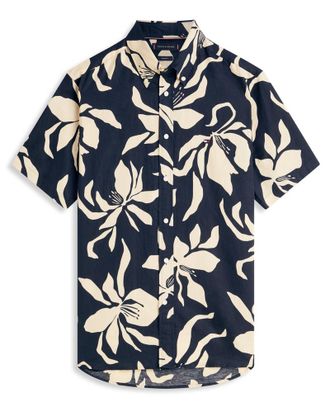 Tommy Hilfiger Kurzarmhemd aus Baumwolle und Leinen mit Print, Regular Fit in