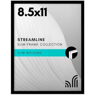 Americanflat 8.5x11 Picture Frame with Shatter-Resistant Glass - Streamline Collection - Thin Border Photo Frame for Tabletop and Wall Display - Hanging Hardware a