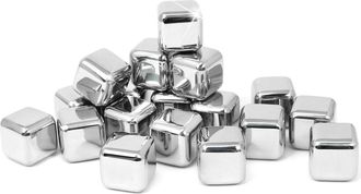 Com-Four 18x Edelstahl-Eiswürfel, Whisky-Steine, wiederverwendbare Eiswürfelform, Kühlsteine für Whiskey, Wein, Gin & Tonic-Getränke (18 Stück)