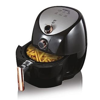 Tower Tower T17021RG Heißluftfritteuse für die Ganze Familie mit Schneller Luftzirkulation - Manuell - 60-Minuten-Timer - Airfryer 4,3 l - 1500W - Schwarz &