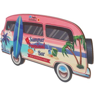 NUOBESTY SEWACC Dekoratives Holzschild Bus mit Strandmotiv Sommerliche T&uuml;rdekoration H&auml;ngendes Sommerschild Entspannende Hawaii Wanddeko