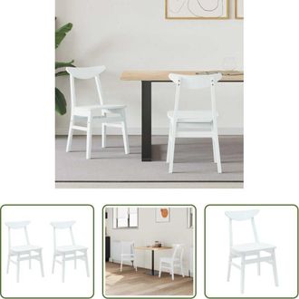 vidaXL Gummibaum - Esszimmerst&uuml;hle 2 pcs Wei&szlig; 42 x 47.5 x 81 cm Massives Gummiholz
