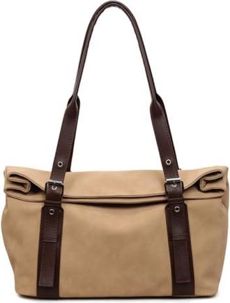 Generic Sac &agrave; bandouli&egrave;re polyvalent avec poign&eacute;e sur le dessus, couleur unie, pliable, pour femme, voyage, trajet quotidien, kaki, 15.75*11.42*4.33Zoll