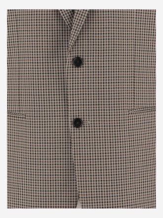 Gucci Mens Jacket Single-Breasted Wool Checked Beige