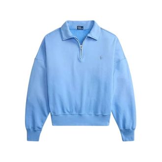 Polo Ralph Lauren Femme, Sweatshirts et sweats &agrave; capuche, Bleu, Taille: 40 FR SweaT-shirt zipp&eacute; &agrave; logo