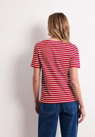 Street One T-Shirt mit abgerundetem V-Ausschnitt