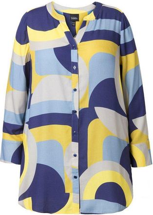 Ulla Popken Longbluse Longbluse grafisch A-Linie Tunika-Ausschnitt