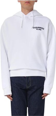 Dsquared2 Homme, Sweatshirts et sweats à capuche, Blanc, Taille: L Cotton Jersey Sweat à capuche
