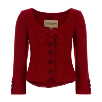 Valentino Garavani Femme, Vestes, Rouge, Taille: 38 FR Blazer en tweed orn&eacute; de noeuds