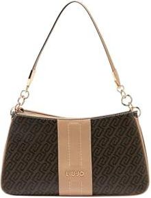 Liu Jo Sac &agrave; bandouli&egrave;re h&eacute;matite avec monogramme, polyester naturel/fonc&eacute;, 28 x 16 x 10,5 cm, bandouli&egrave;re r&eacute;glable, 3 compartiments