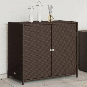 Les Tendances Armoire de rangement de jardin marron 83x45x76 r&eacute;sine tress&eacute;e