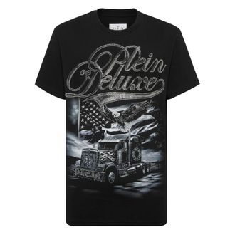 Philipp Plein Homme, Tops, Noir, Taille: M Round Neck T-Shirt Truck Stones