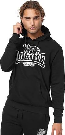 Lonsdale Sweat-shirt à capuche pour homme Coupe normale FOCHABERS, noir/blanc, L