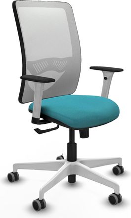 Piqueras y Crespo T&uuml;rkisfarbener Schreibtischstuhl Zulema mit wei&szlig;en und schwarzen Armlehnen, h&ouml;henverstellbare Lendenwirbelst&uuml;tze, ausgestattet mit 3 Positionen und Sc